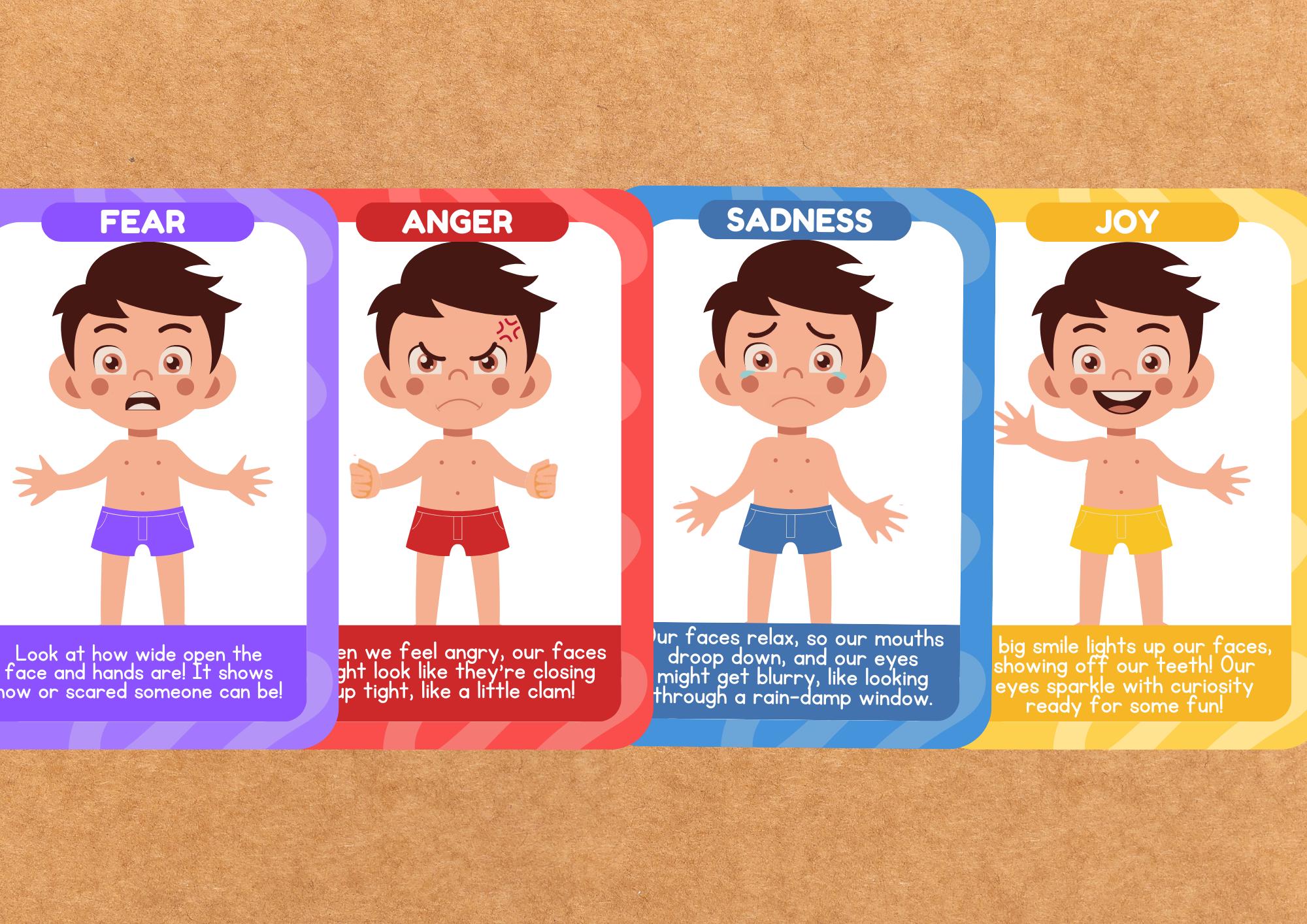 Anatomy of Emotions Flashcards, 16 Printable Feelings Flash Cards, Fear ...
