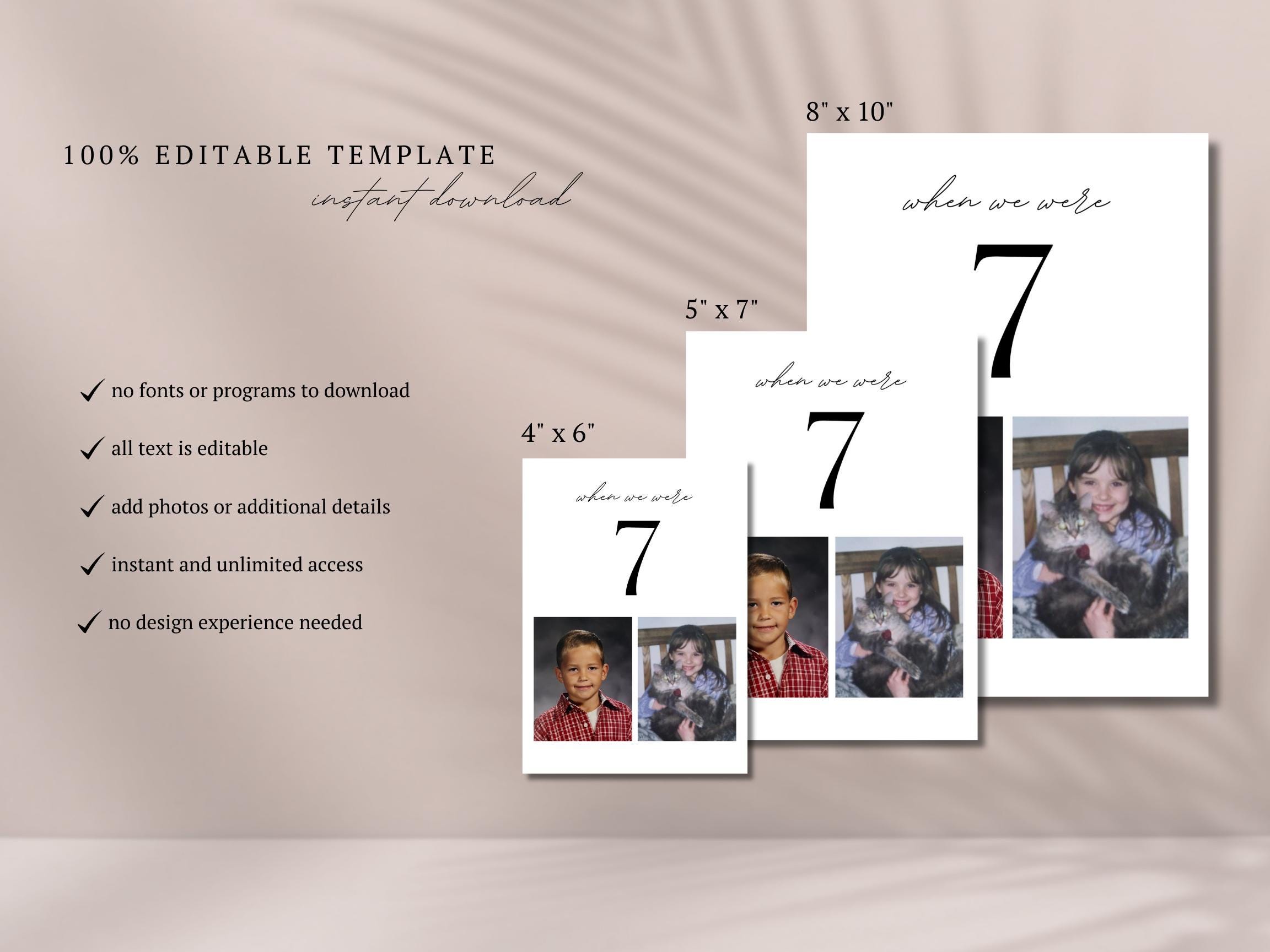 Editable Childhood Photo Wedding Table Number Template (digital ...