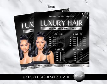DIY Hair Bundles & Wigs Price List Template | Hair Sale, Bundle Deals ...