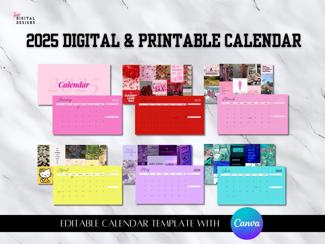 2025 Calendar Printable: Girly Dorm Decor (digital) - Etsy