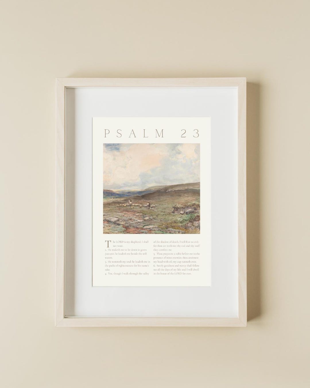 Psalm 23 Art Print, Christian Wall Art, Vintage Home Decor, Vintage Wall Art, Scripture Art ...