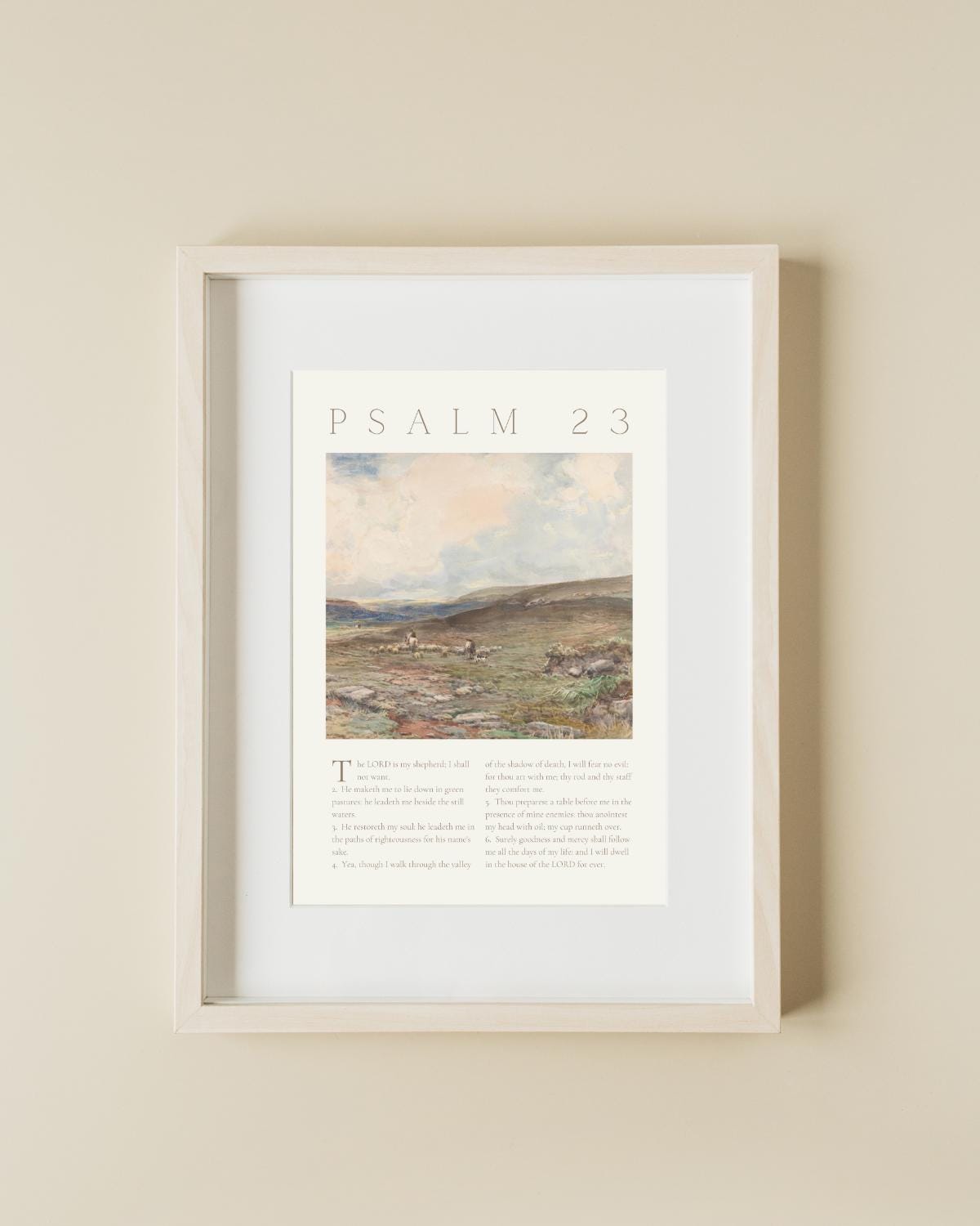 Psalm 23 Art Print, Christian Wall Art, Vintage Home Decor, Vintage ...