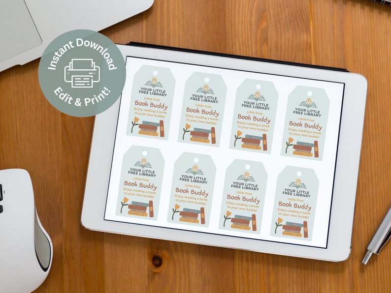 Printable Little Free Library Book Buddy Tags, Reading Buddy Tag ...