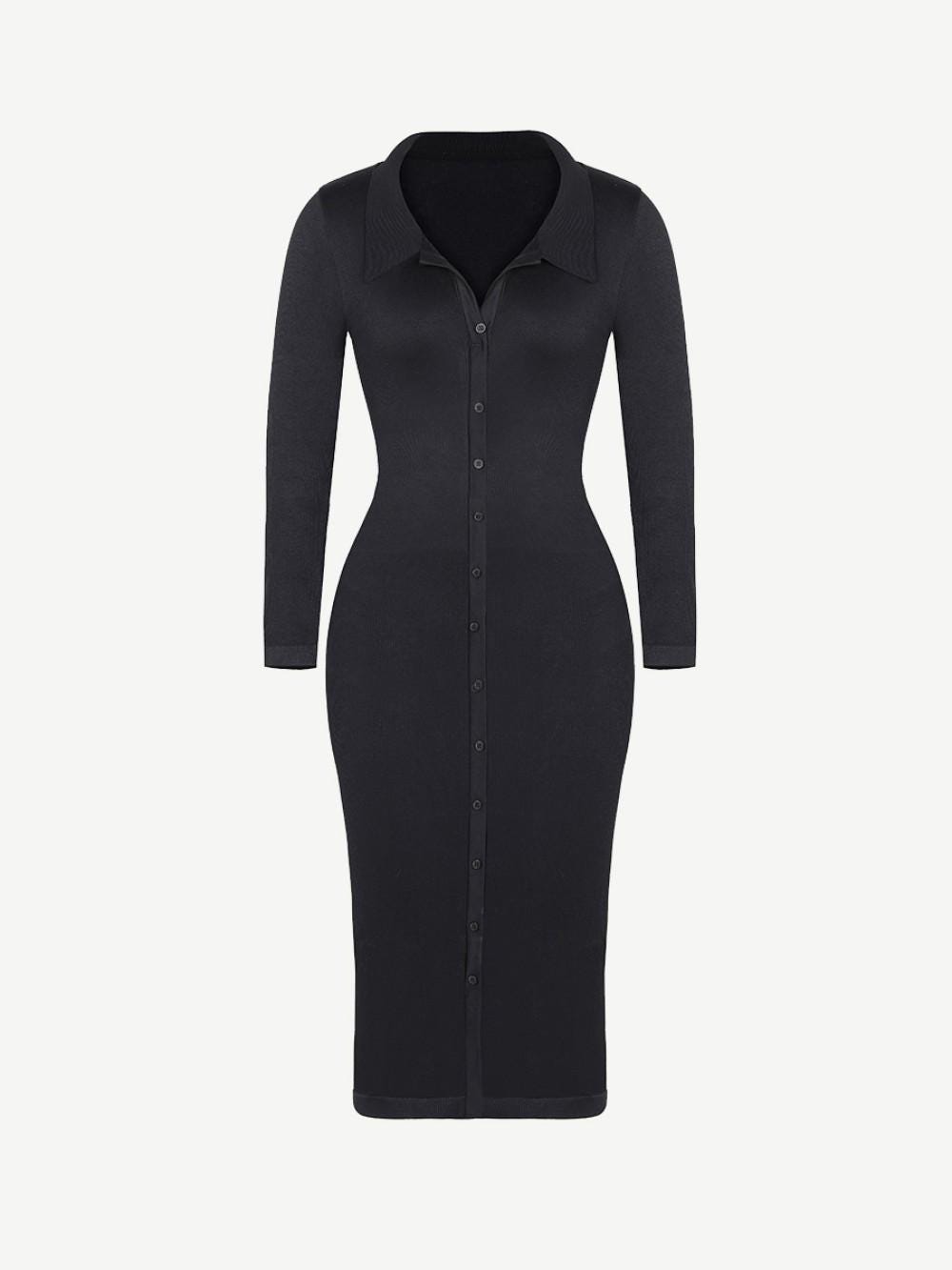 Sculpting Ribbed Collared Midi Dress - Etsy