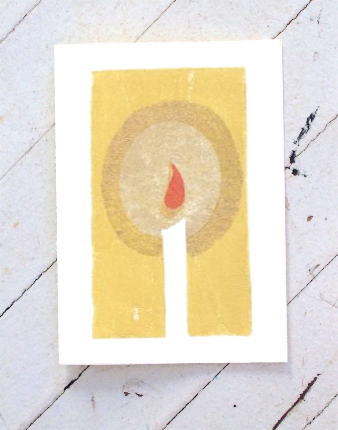 Candle Holiday Card - Hand Printed Linocut - Etsy