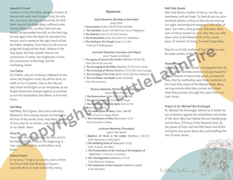 Printable Holy Rosary Pamphlet- Digital - How to Pray the Rosary - All ...