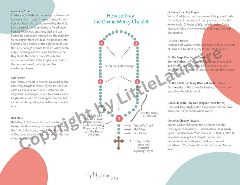 Printable Divine Mercy Chaplet Pamphlet- Digital - How to Pray Divine ...