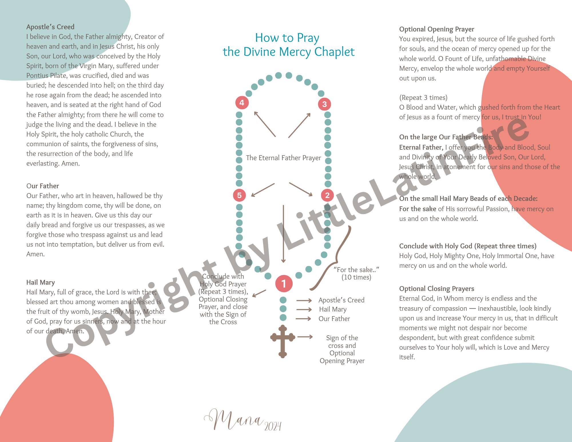 Printable Divine Mercy Chaplet Pamphlet- Digital - How to Pray Divine ...