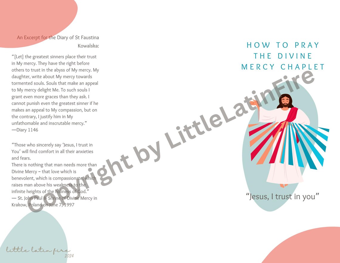 Printable Divine Mercy Chaplet Pamphlet- Digital - How to Pray Divine ...