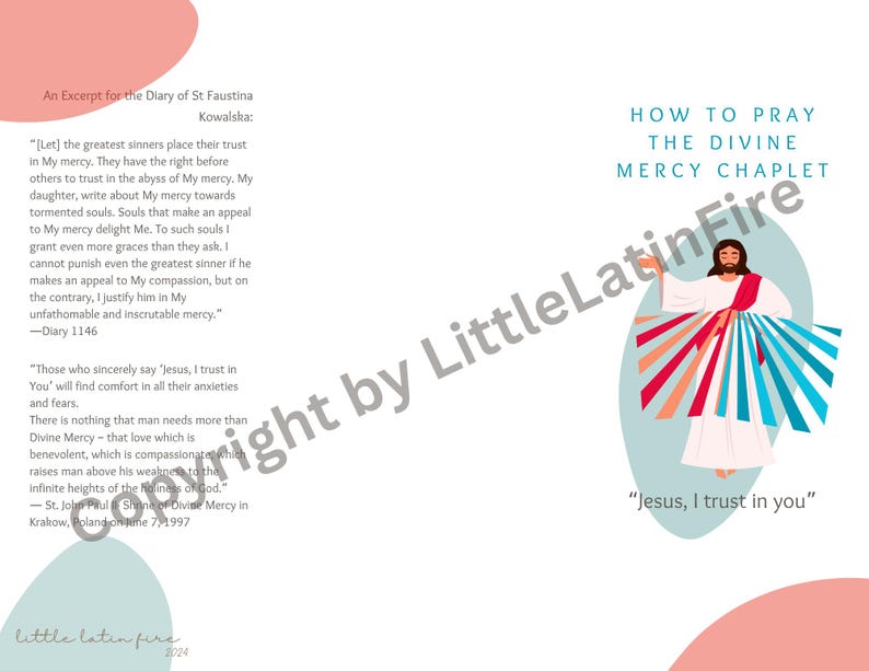 Printable Divine Mercy Chaplet Pamphlet- Digital - How to Pray Divine ...