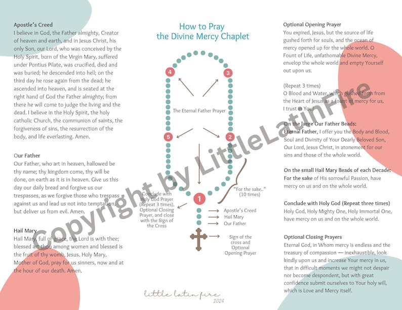 Printable Divine Mercy Chaplet Pamphlet- Digital - How to Pray Divine ...