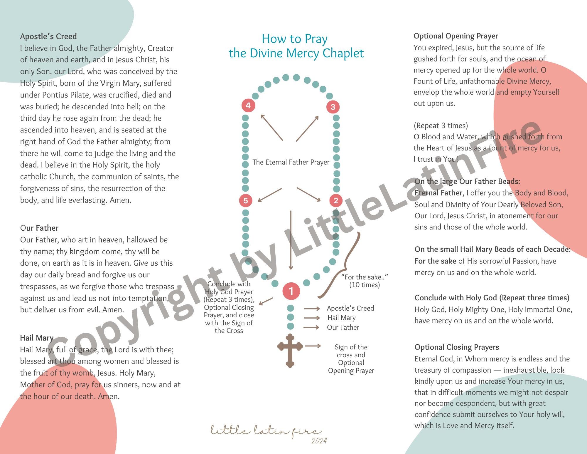 Printable Divine Mercy Chaplet Pamphlet- Digital - How to Pray Divine ...
