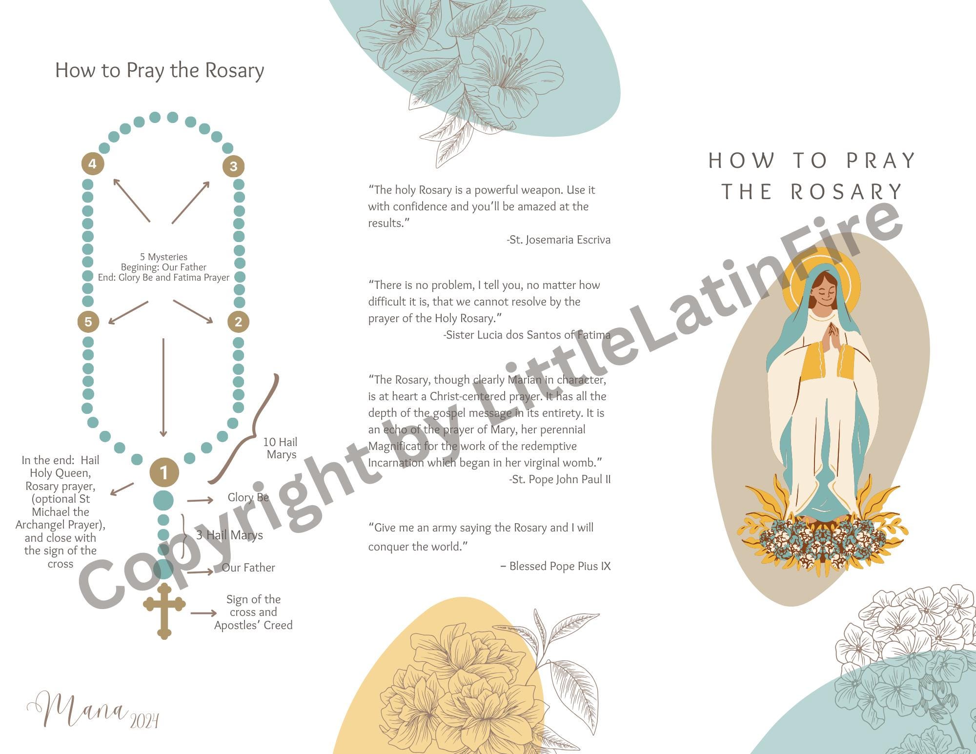 Printable Holy Rosary Pamphlet- Digital - How to Pray the Rosary - All ...