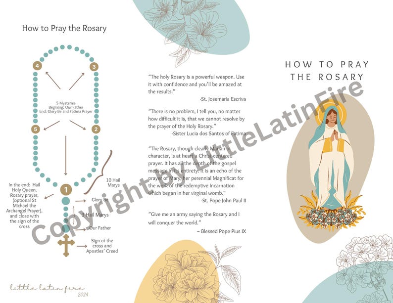 Printable Holy Rosary Pamphlet- Digital - How to Pray the Rosary - All ...