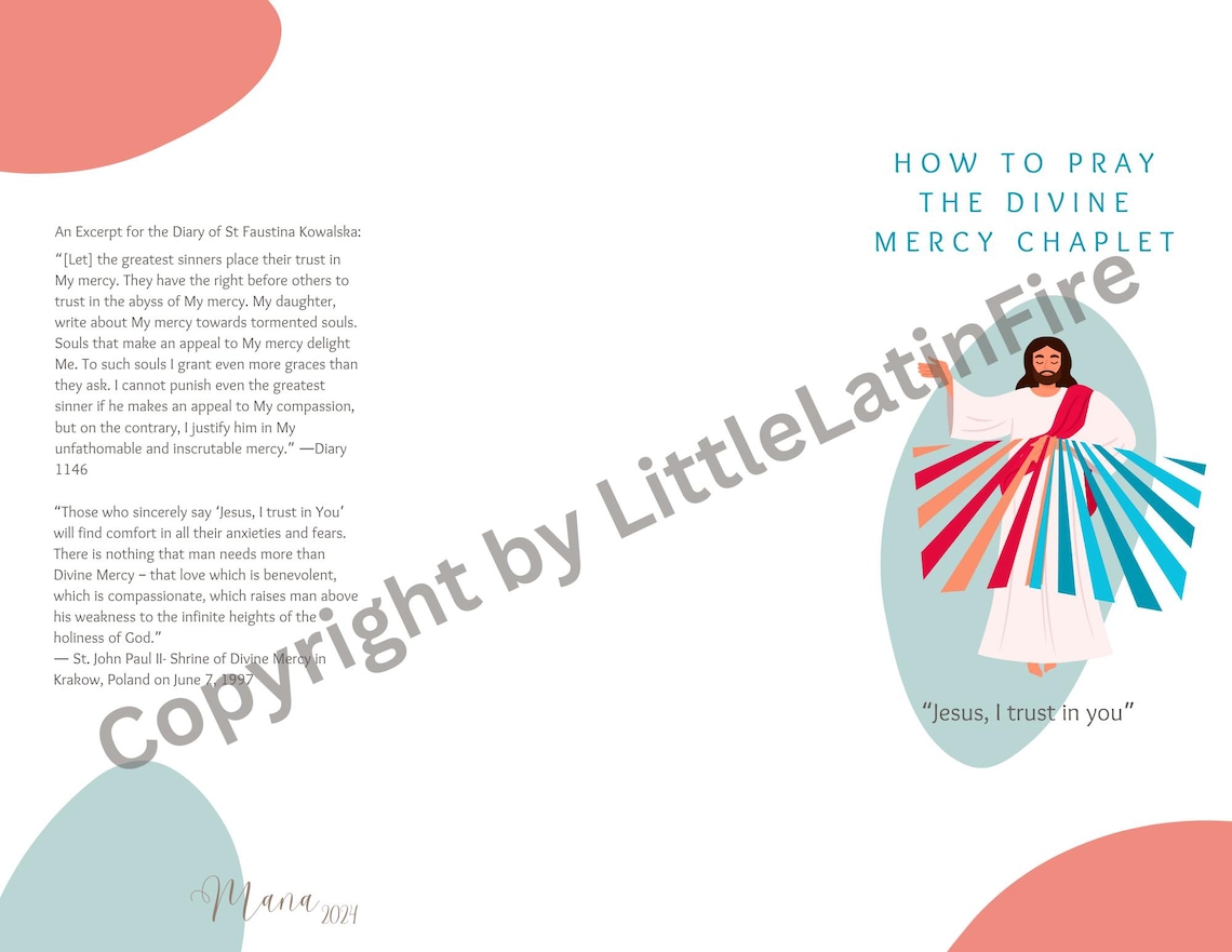 Printable Divine Mercy Chaplet Pamphlet- Digital - How to Pray Divine ...