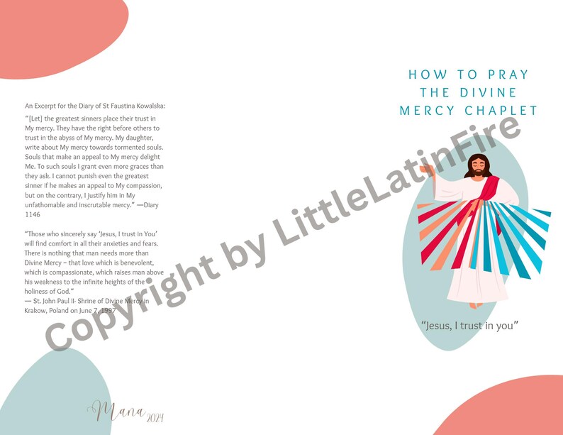 Printable Divine Mercy Chaplet Pamphlet- Digital - How to Pray Divine ...