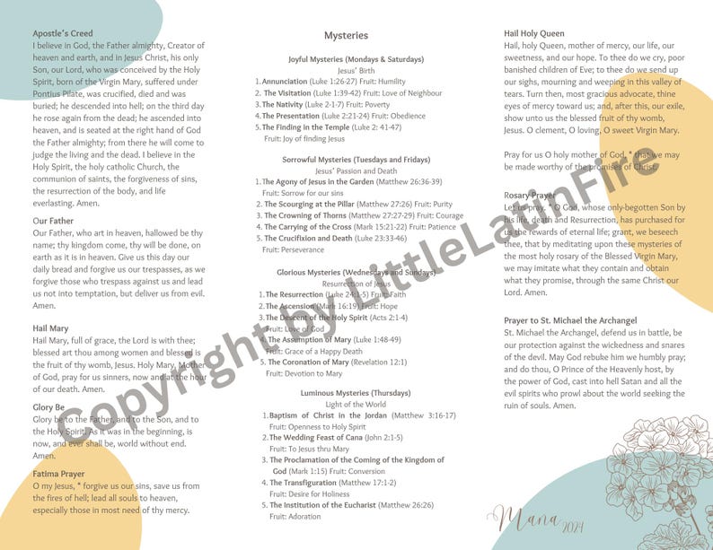 Printable Holy Rosary Pamphlet- Digital - How to Pray the Rosary - All ...