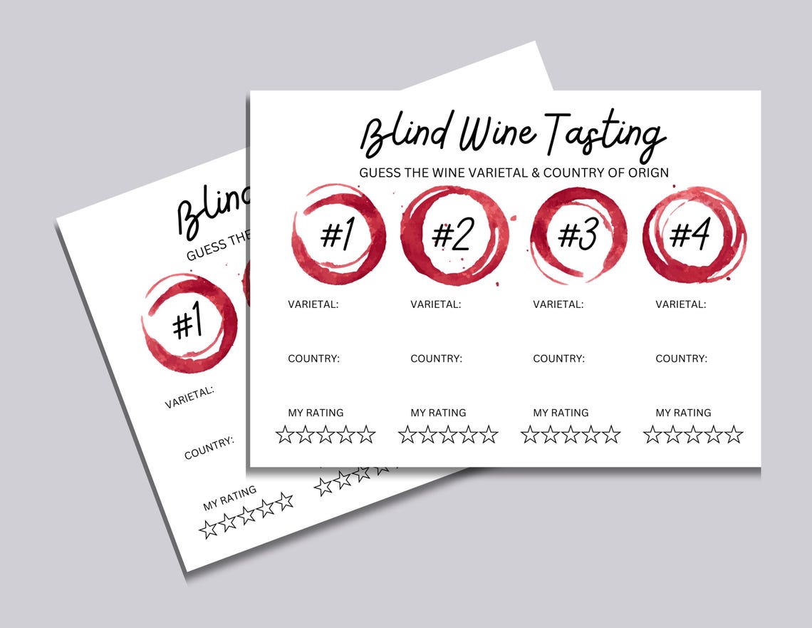 Blind Wine Tasting Printable Score Card Template - Etsy Canada