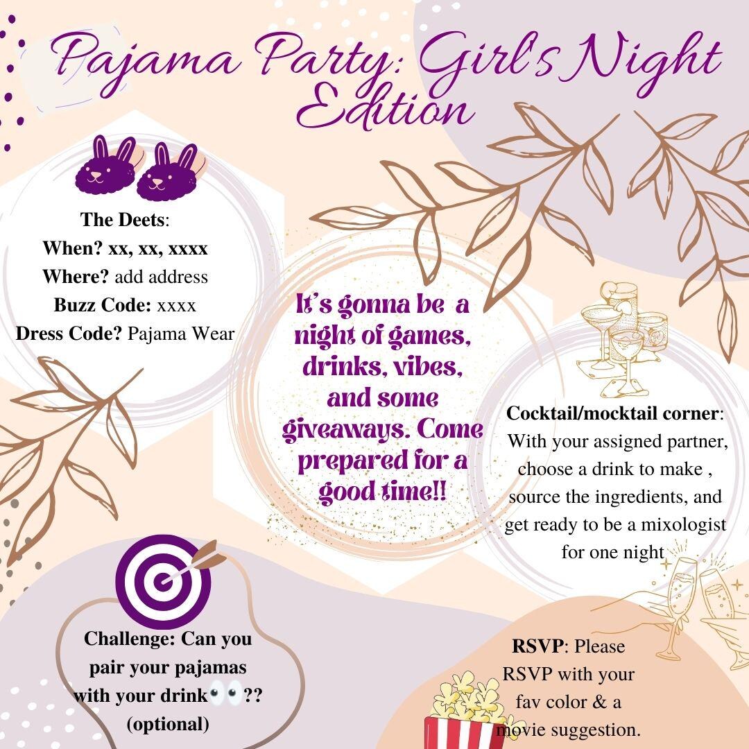 Editable Pajama Party Invite Template - Etsy