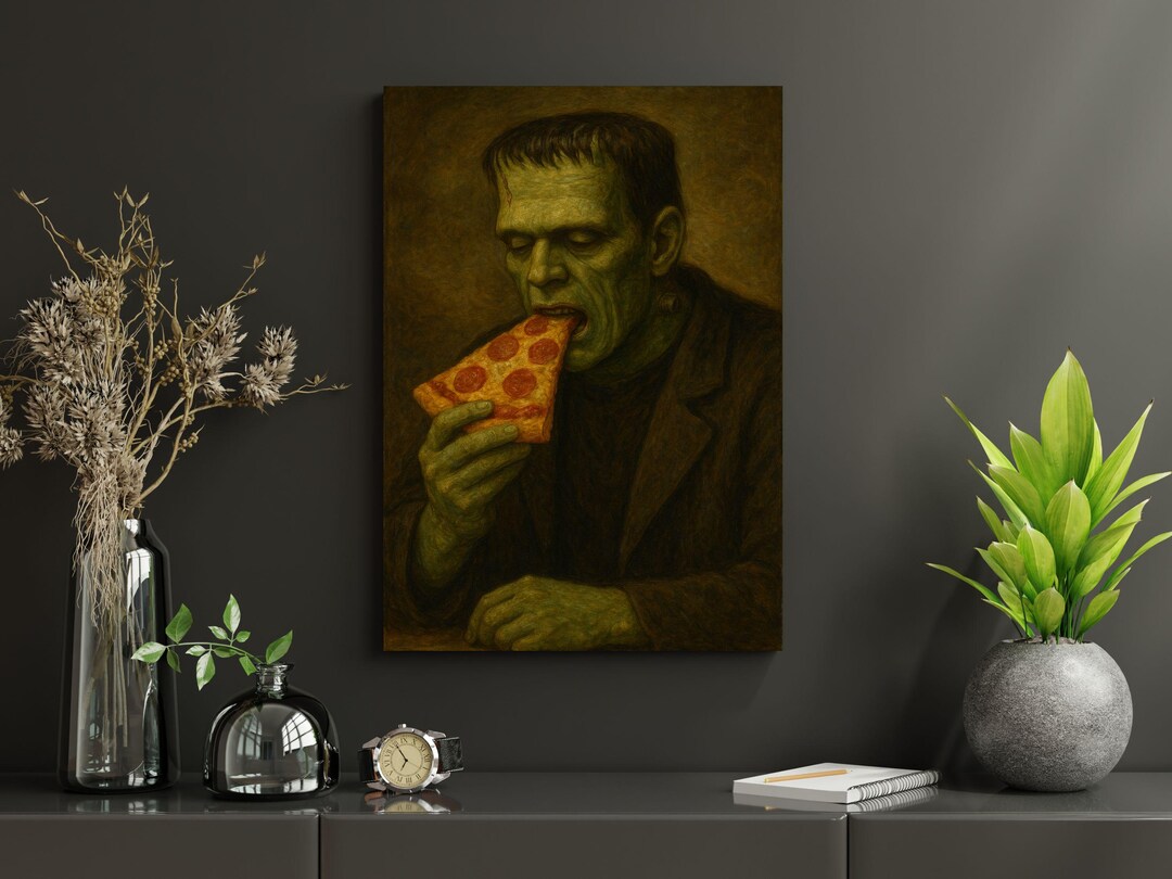 Frankenstein Eating Pizza Art Print (digital Download) Art Lover ...