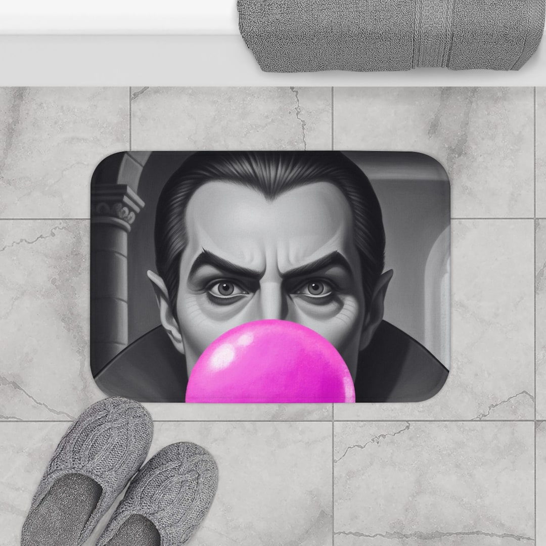 Vampire Bubblegum Bath Mat: Gothic Halloween Bathroom Decor - Etsy