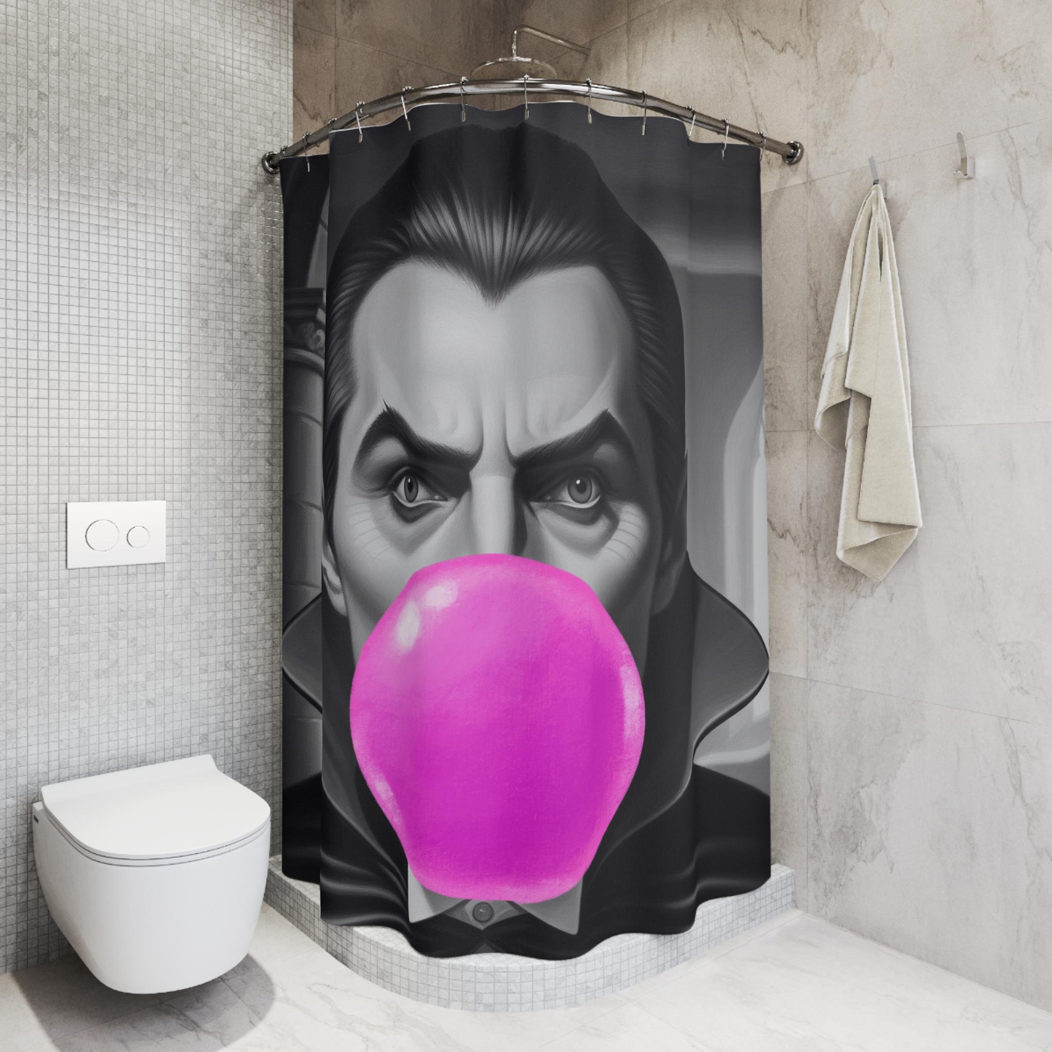Dracula Vampire Bubble Gum Shower Curtain: Spooky Halloween Bath Decor ...