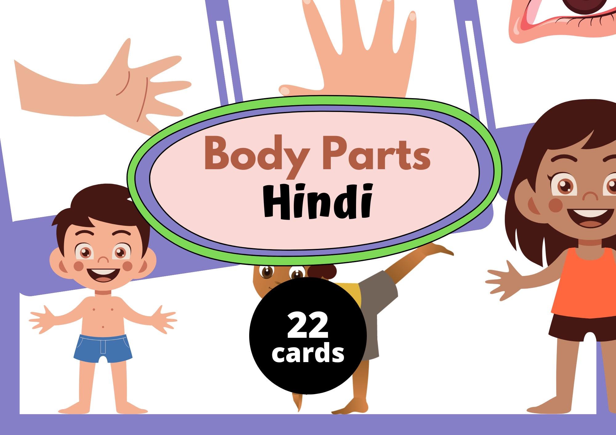 Learn Body Parts in Hindi Hindi Flashcards for Kids & Beginners Digital ...