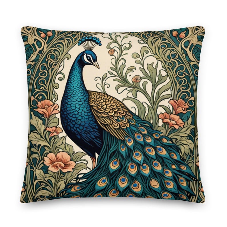 Cottage Core Peacock Premium Pillow, Interior Design Cottage Core ...