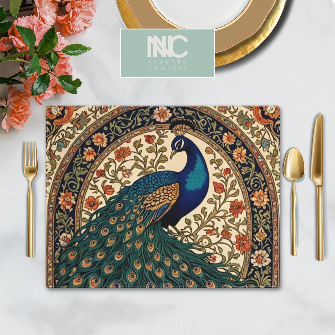 Persian Rug Design Placemat Peacock 18×14, 1pc, Persian Placemat ...