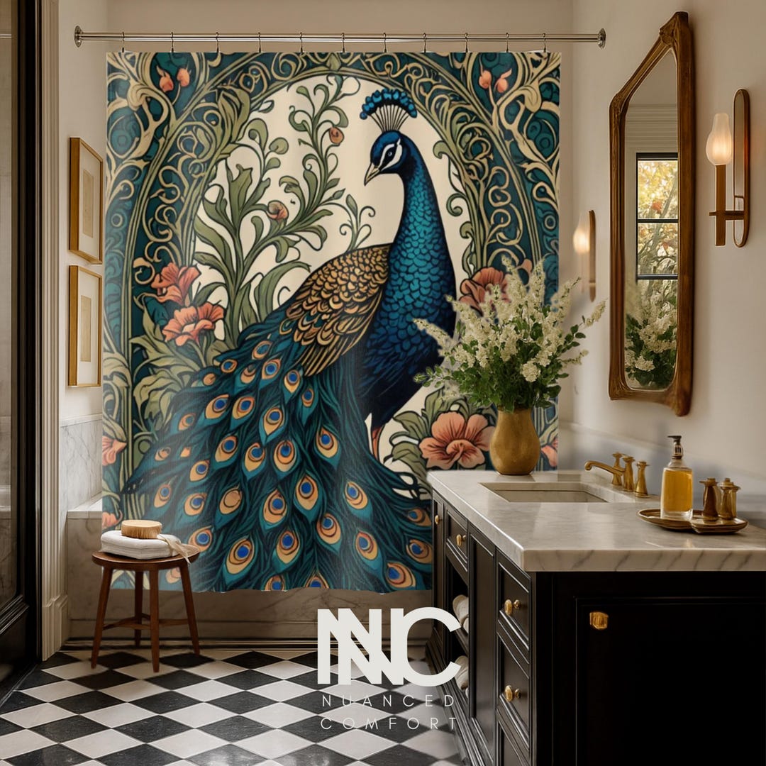 Cottage Core Peacock Shower Curtain, Interior Design Cottage Core ...