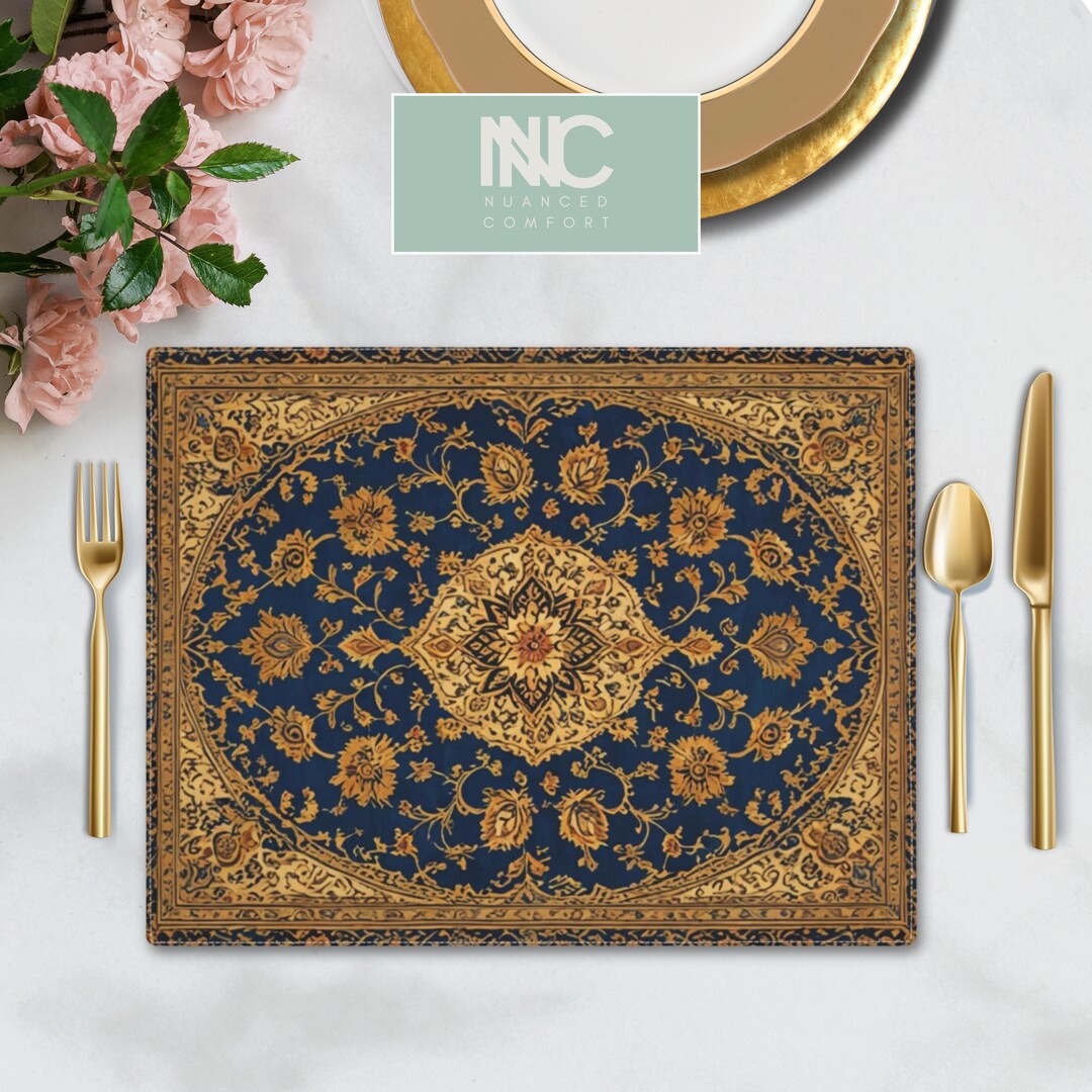Persian Rug Design Placemat 18×14, 1pc, Persian Placemat, Boho Kitchen ...