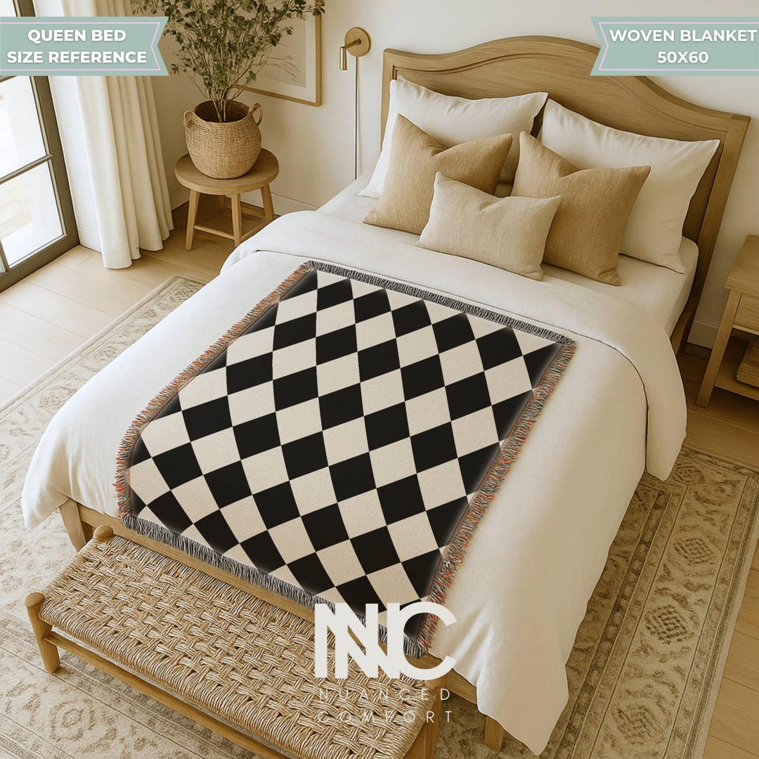 Diamond Checker Woven Blanket Wall Hanging Modern Home Decor Art Deco ...