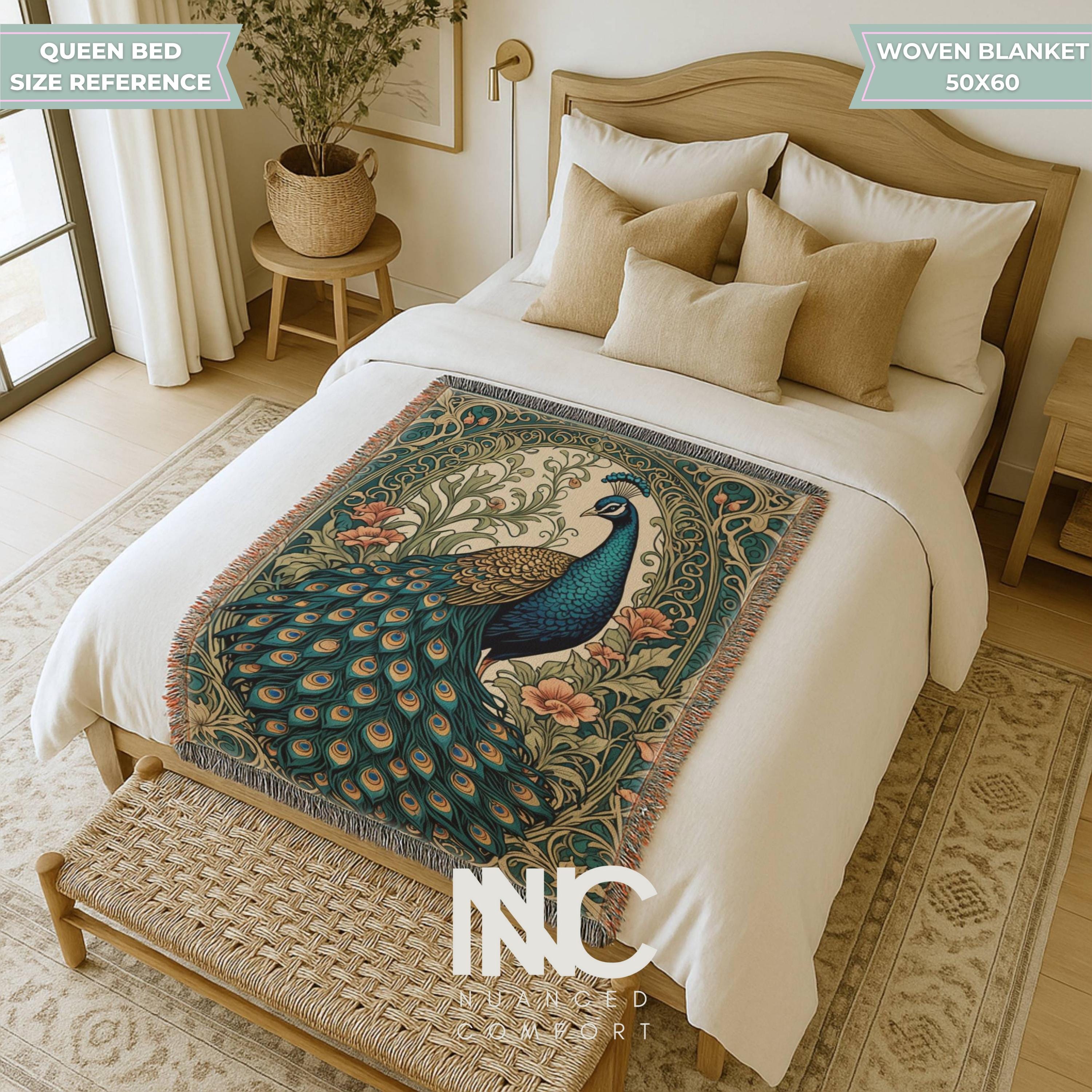 Cottage Core Peacock Woven Blanket, Interior Design Cottage Core ...