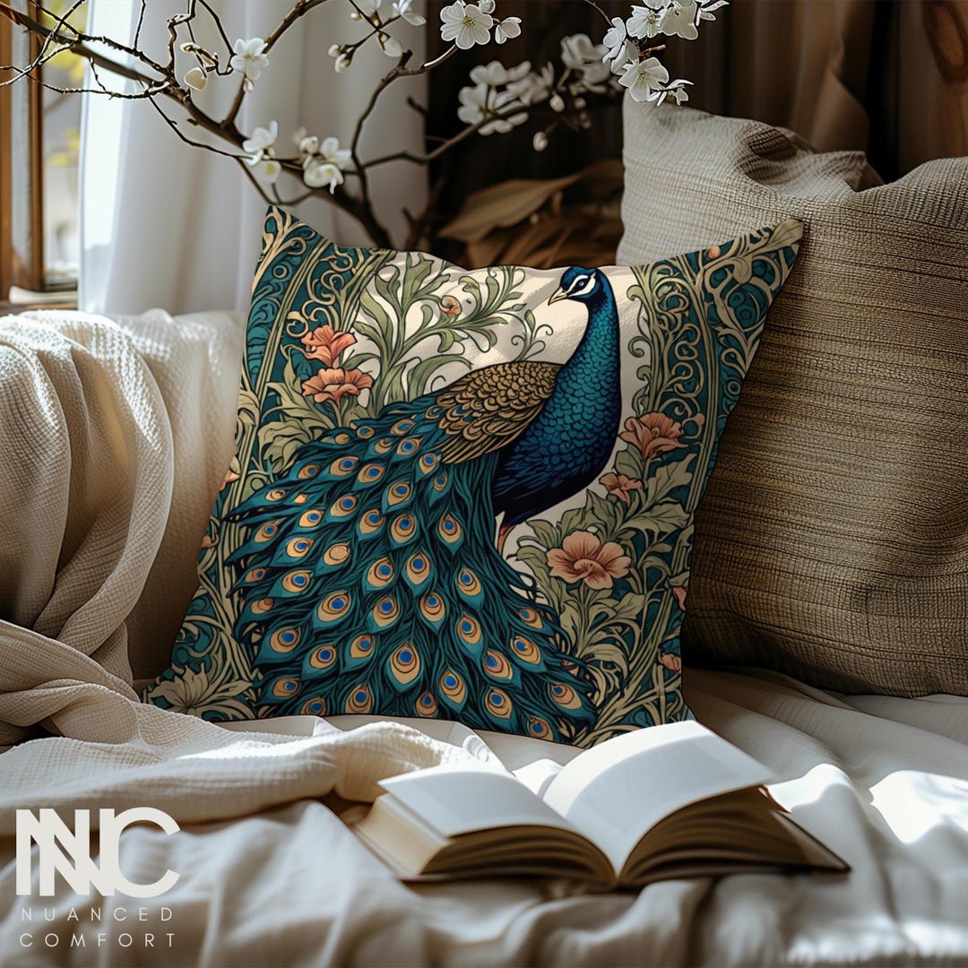 Cottage Core Peacock Premium Pillow, Interior Design Cottage Core ...