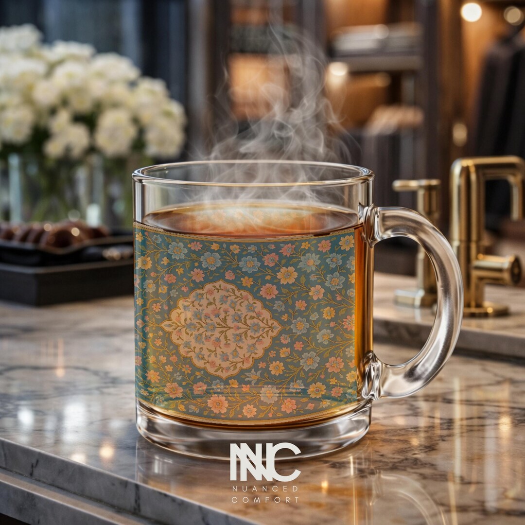 Turquoise Persian Glass Mug | Persian Tea Glass Cup, 10oz | Floral ...