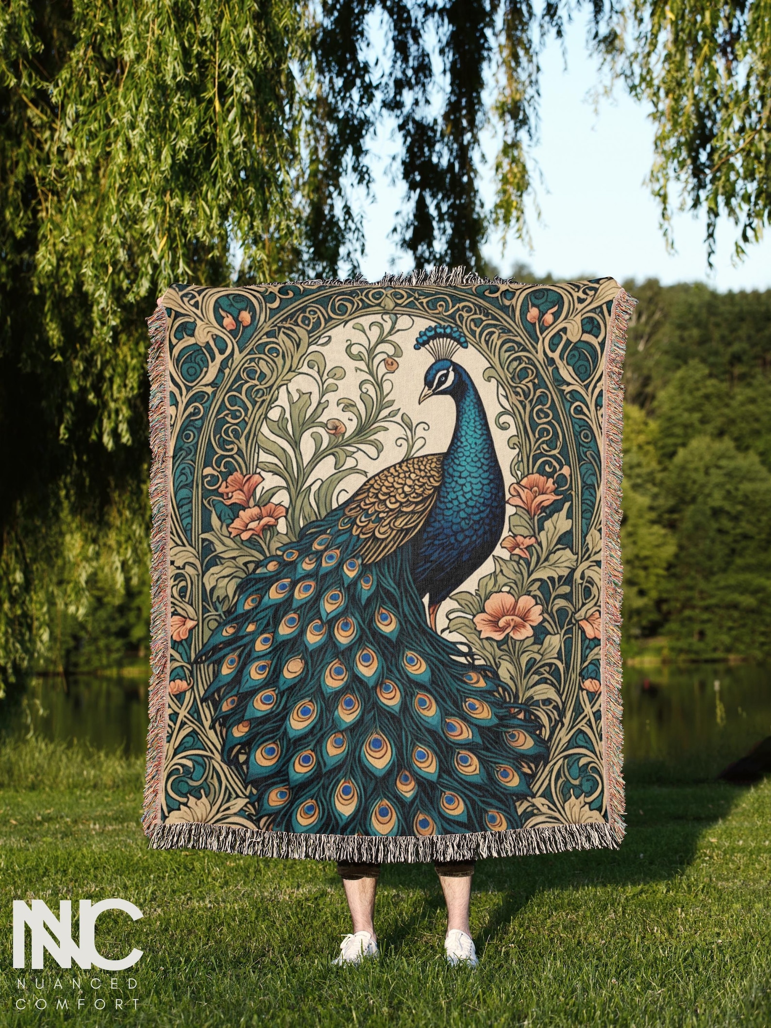 Cottage Core Peacock Woven Blanket, Interior Design Cottage Core ...