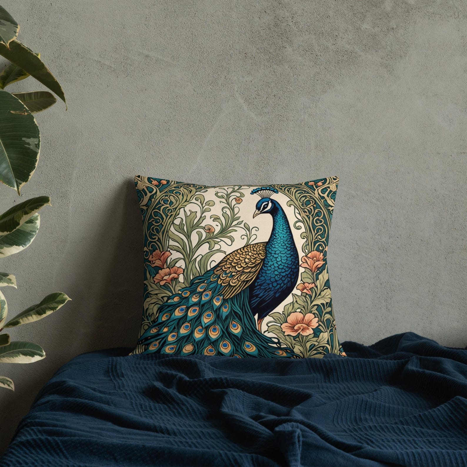 Cottage Core Peacock Premium Pillow, Interior Design Cottage Core ...