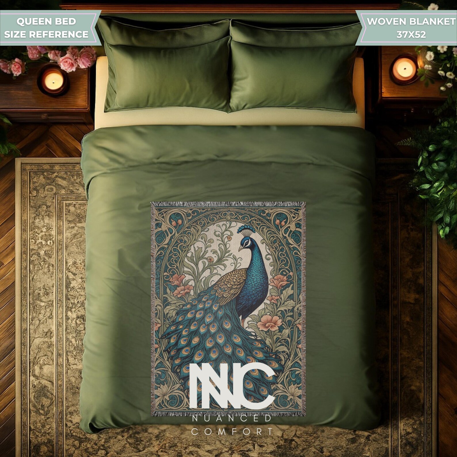 Cottage Core Peacock Woven Blanket, Interior Design Cottage Core ...
