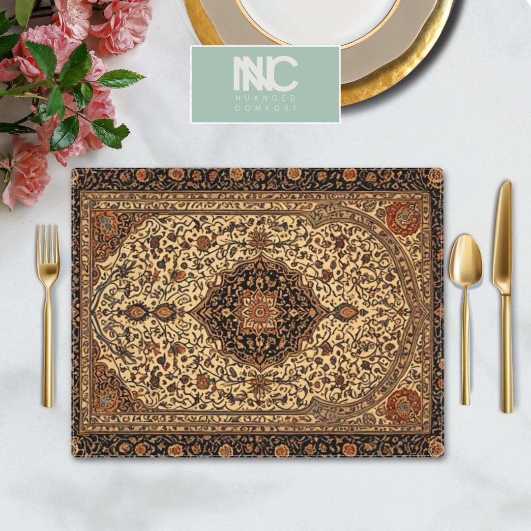 Persian Rug Design Placemat 18×14, 1pc, Persian Placemat, Boho Kitchen ...