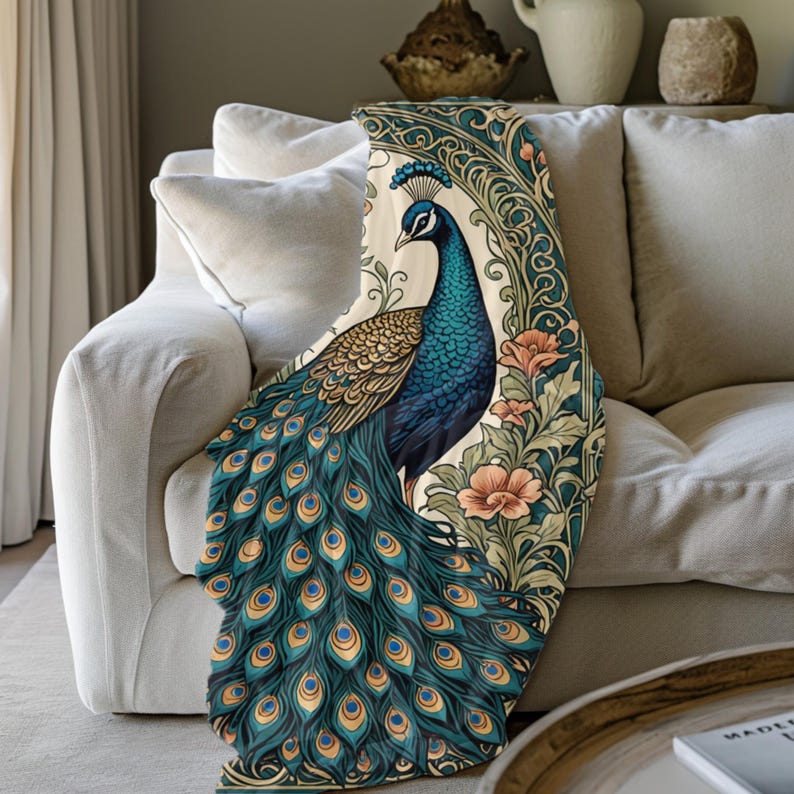 Cottage Core Peacock Throw Blanket, Interior Design Cottage Core ...