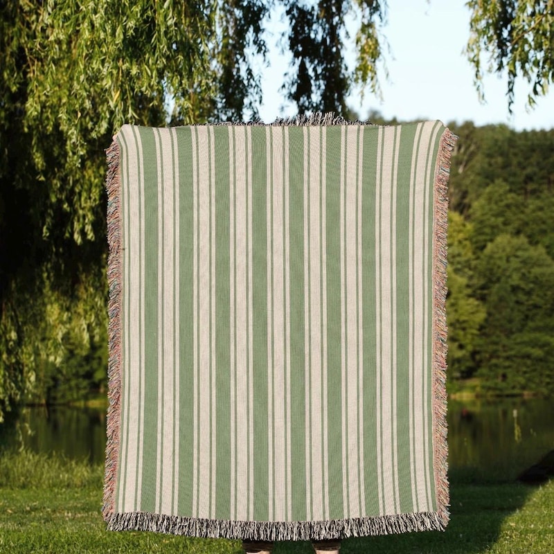 King Green Stripe Blanket - Etsy
