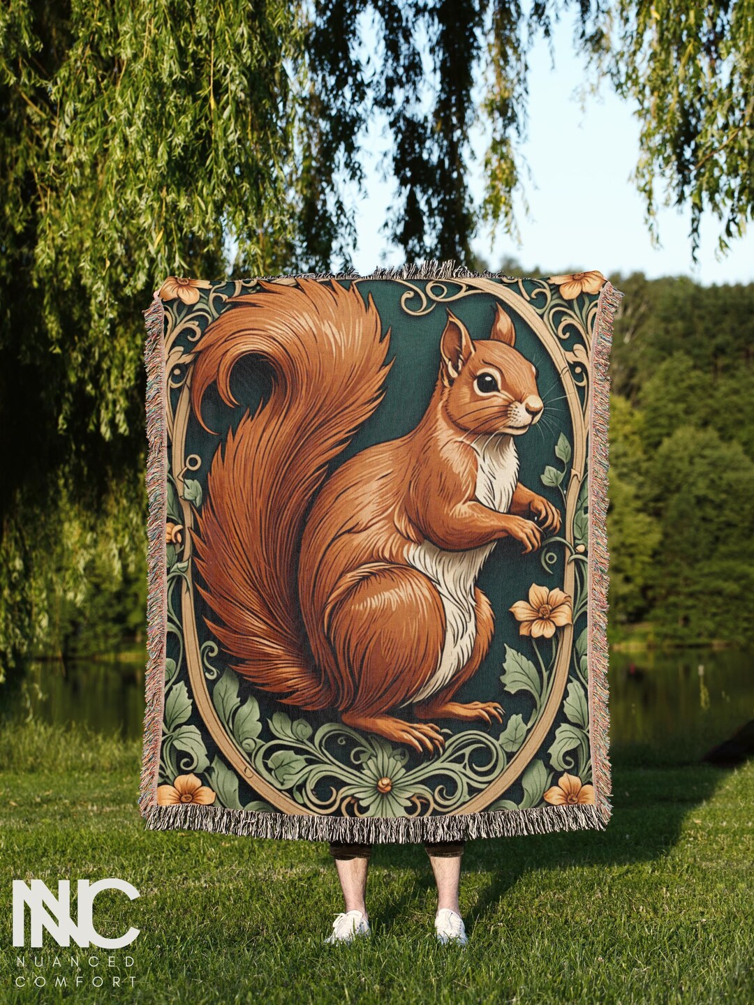 Cottage Core Squirrel Woven Blanket Interior Design Forest Core Blanket ...