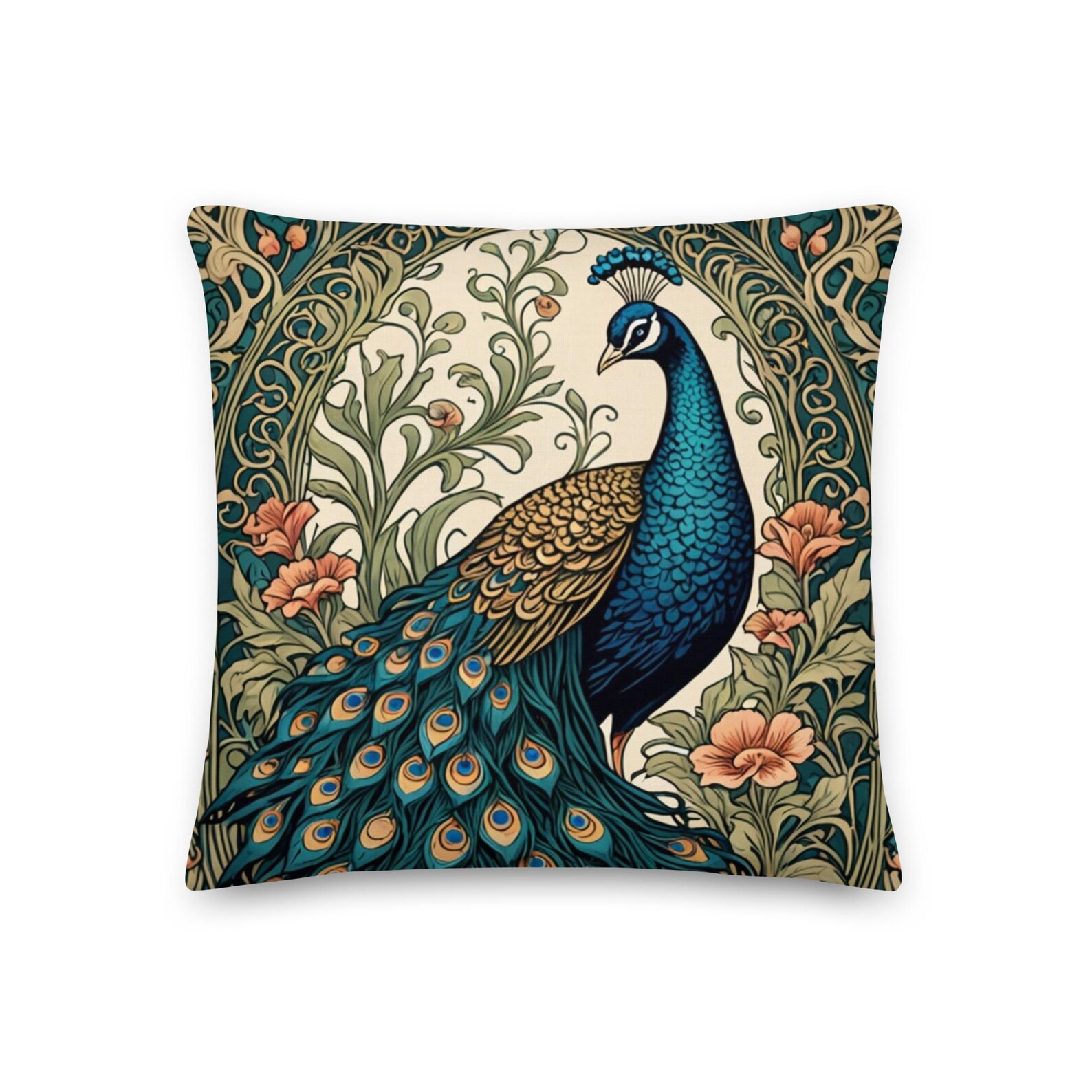 Cottage Core Peacock Premium Pillow, Interior Design Cottage Core ...