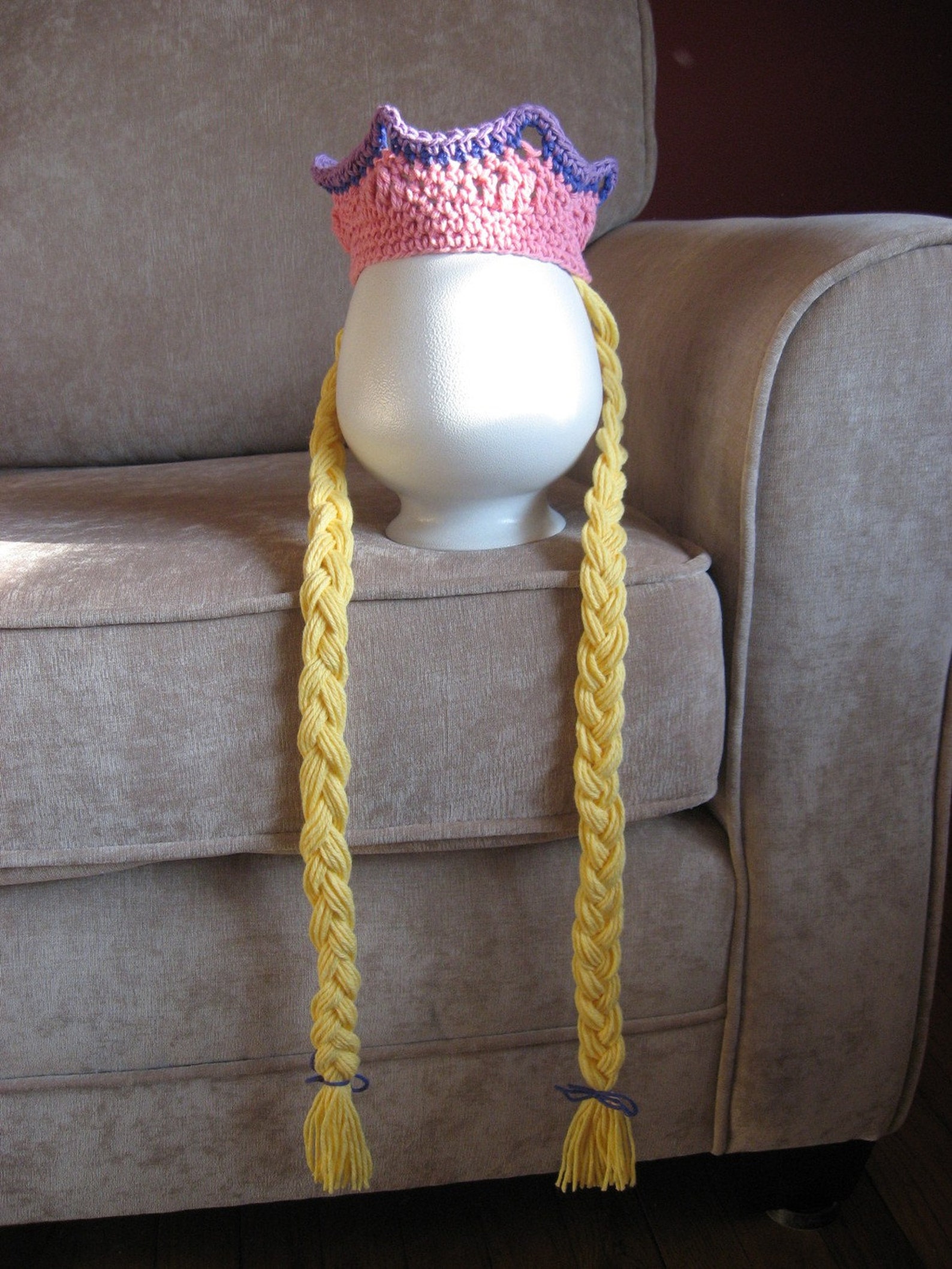 Princess Rapunzel Crochet Crown With Braids,crochet Pattern Pdf Sizes ...