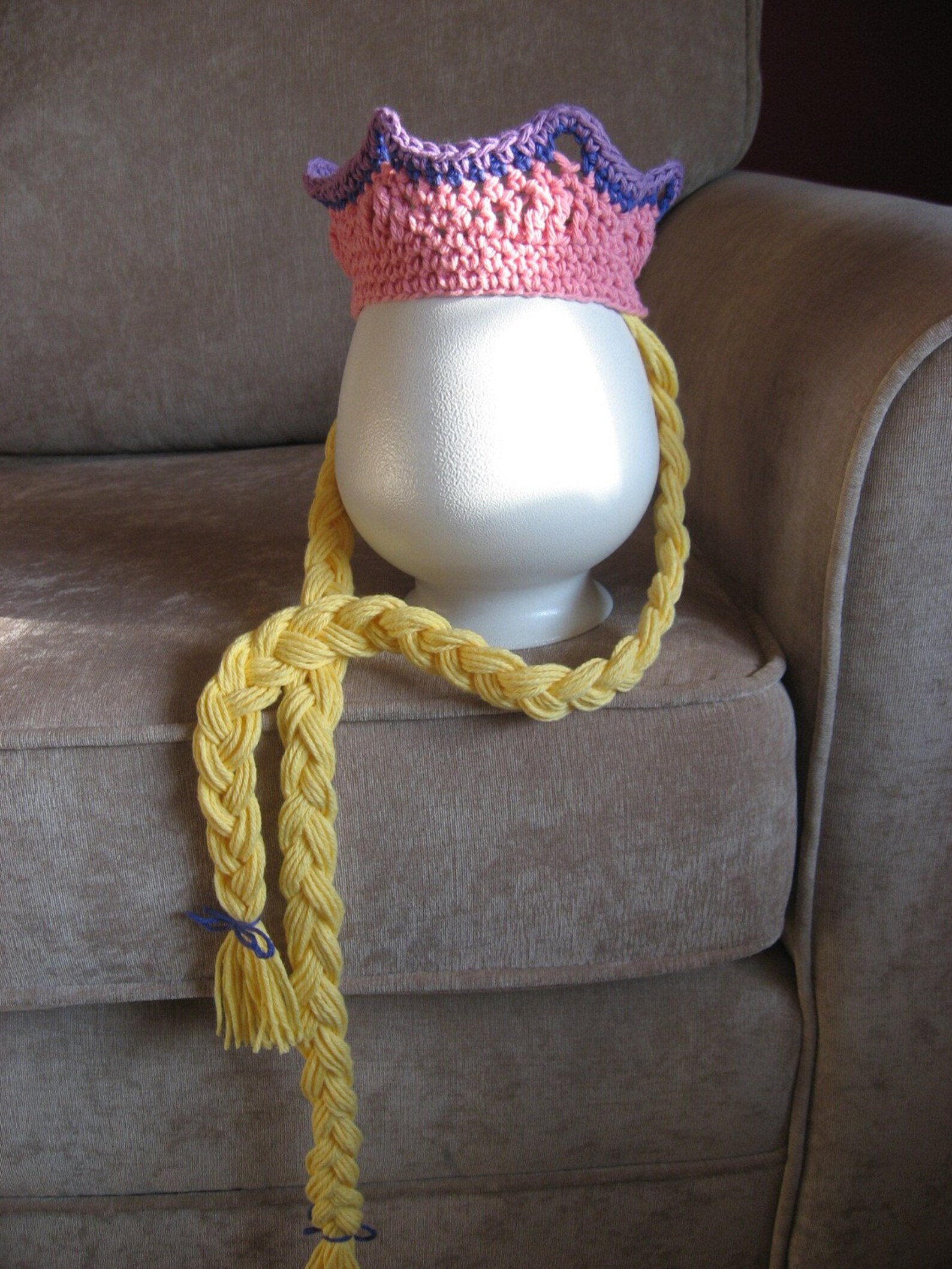 Princess Rapunzel Crochet Crown With Braids,crochet Pattern Pdf Sizes ...
