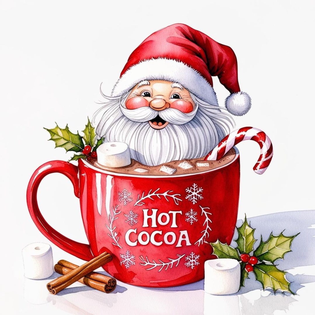 Watercolor Hot Cocoa Gnomes Clipart, Cute Christmas Gnomes Clipart ...