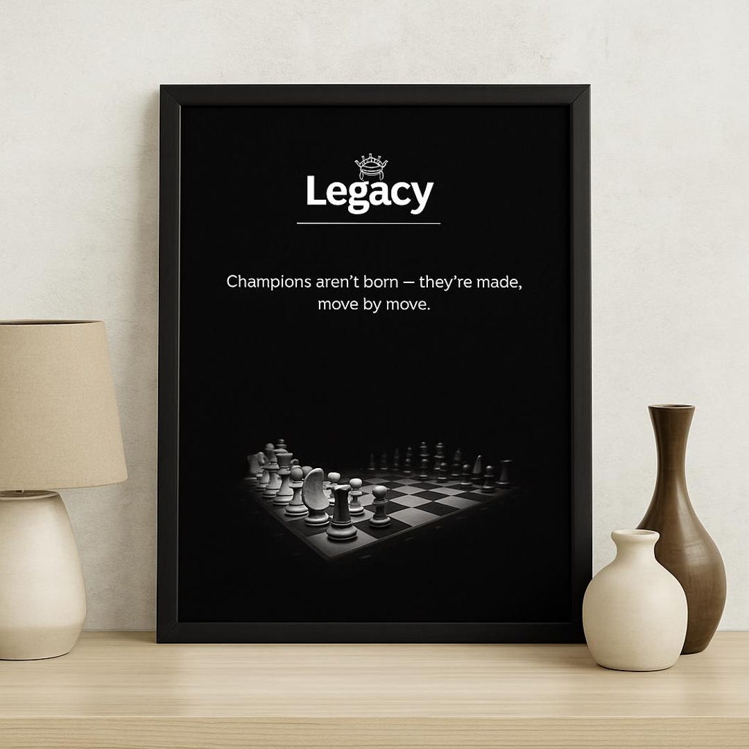 Framed Chess Motivation Poster – “legacy” Quote Wall Art | Champion ...