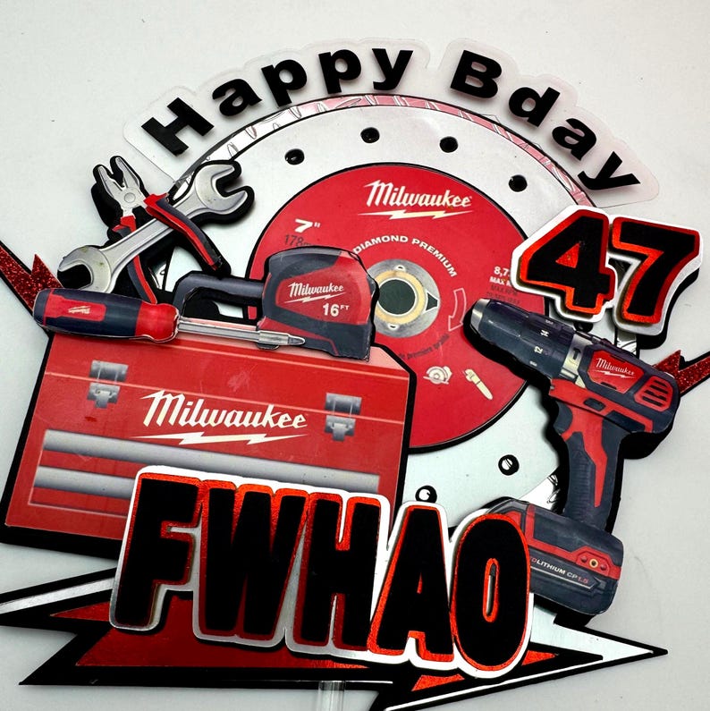 Tools Cake Topper: Father's Day, Craftsman Theme, Milwaukee Works , Dad ...
