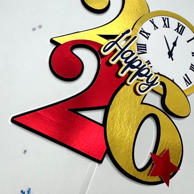 Happy New Year 2026 Watch Cake Topper. - Etsy