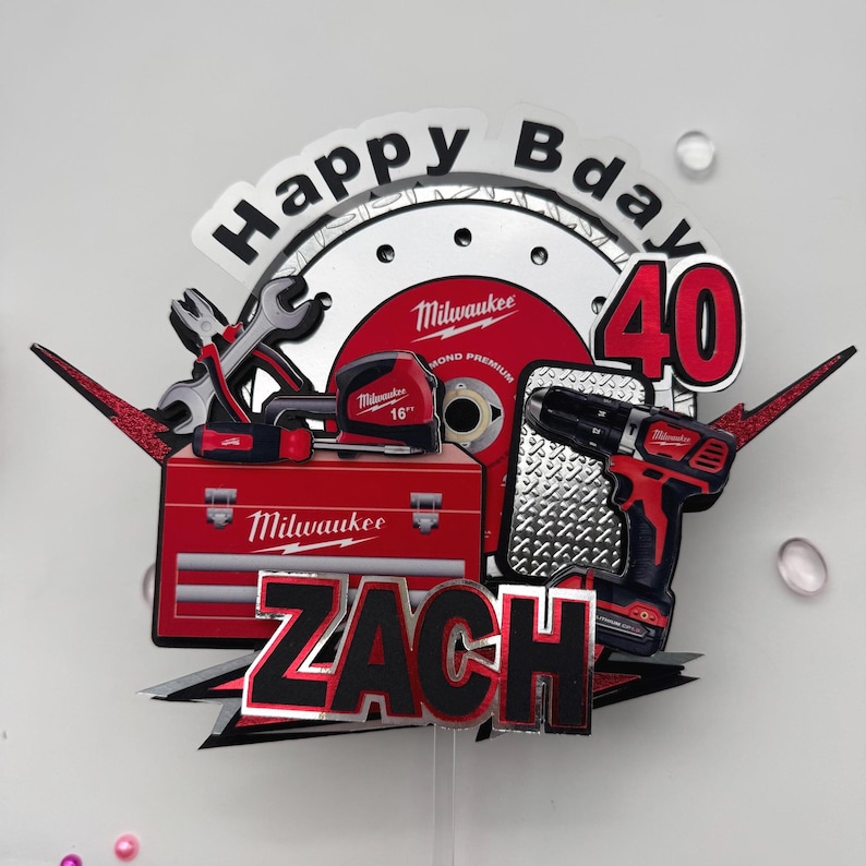 Tools Cake Topper: Father's Day, Craftsman Theme, Milwaukee Works , Dad ...